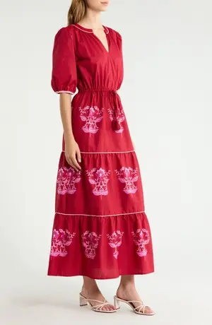 SUGARLIPS Vione Placed Floral Tiered Cotton Dress