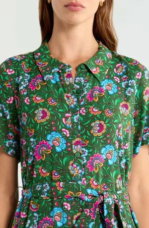SUGARLIPS Floral Maxi Shirt Dress With Ruffled Hem