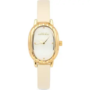 Ettika Timeless Texture Leather Strap Watch - Bone