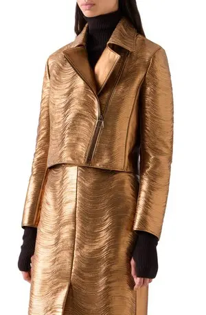 Akris Lambskin Nappa Leather Moto Jacket
