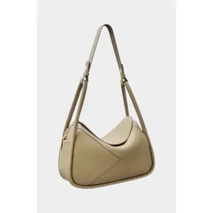 MI BOLSA LONDON Carnaby Genuine Pebble Leather Shoulder Bag - Apricot