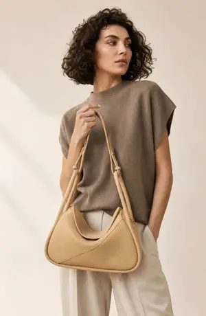 MI BOLSA LONDON Carnaby Genuine Pebble Leather Shoulder Bag