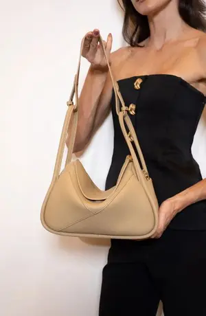 MI BOLSA LONDON Carnaby Genuine Pebble Leather Shoulder Bag