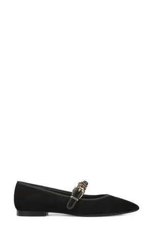 Veronica Beard Selene Charms Pointed Toe Flat - Black Suede