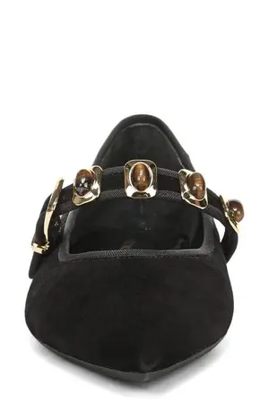 Veronica Beard Selene Charms Pointed Toe Flat - Black Suede