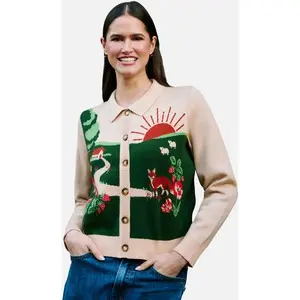 YUMI Sunrise Fox Collared Cardigan