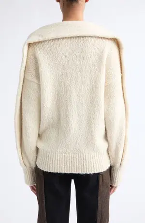 Ossou Wool Blend Sweater With Balloon Sleeves