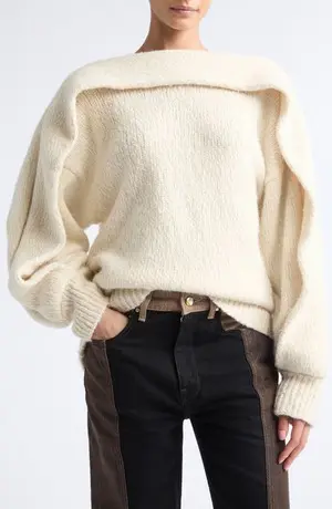 Ossou Wool Blend Sweater With Balloon Sleeves
