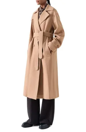 Akris Heavy Wool Blend Belted Coat