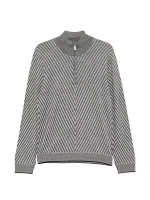 Emporio Armani Chevron Knit Half-zip Pullover