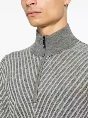 Emporio Armani Chevron Knit Half-zip Pullover