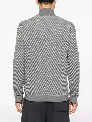 Emporio Armani Chevron Knit Half-zip Pullover - Grey