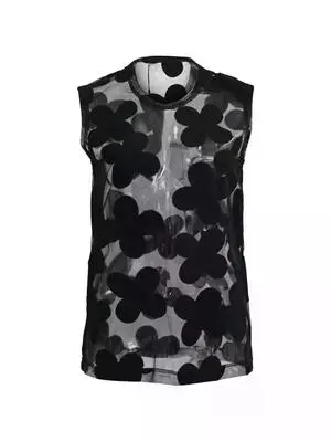 Comme Des Garçons Mesh Flower Appliqué Blouse