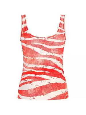 Blumarine Zebra Print Ribbed Tank Top - Orange