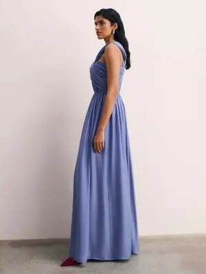 The Fold Sevilla Silk Chiffon Maxi Dress - Blue