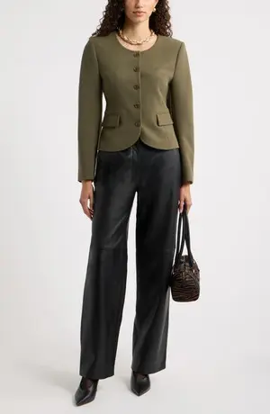 Nordstrom Collarless Curved Hem Jacket