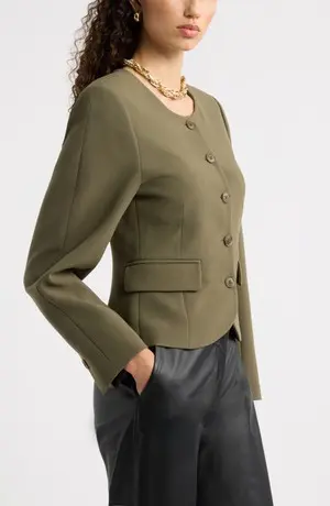Nordstrom Collarless Curved Hem Jacket