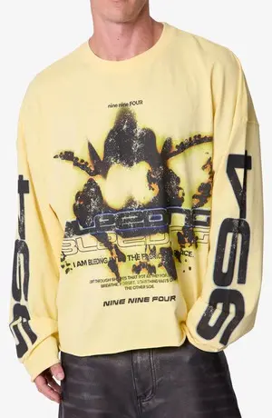Mnml Bleeding Graphic Long Sleeve T-shirt - Yellow