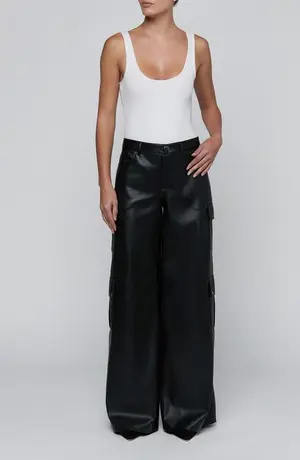 L'Agence Isolde Faux Leather Wide Leg Cargo Pants