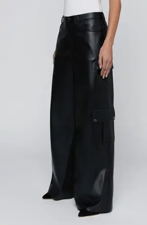 L'Agence Isolde Faux Leather Wide Leg Cargo Pants
