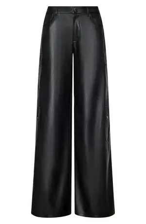 L'Agence Isolde Faux Leather Wide Leg Cargo Pants