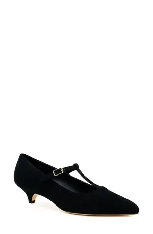 AMALFI BY RANGONI Acciaio Leather T-strap Pump Black
