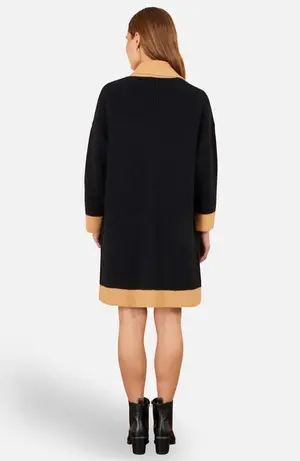 YUMI Longline Ribbed Border Open Cardigan