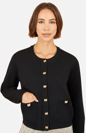 YUMI Bow Button Cardigan