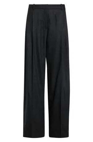 Khaite August Pleated Stretch Virgin Wool & Cashmere Pants - Charcoal