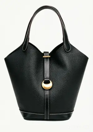 MI BOLSA LONDON Mi Bolsa London Monaco Genuine Pebble Leather Bucket Bag Black