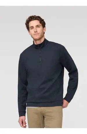 DUER Performance Flannel Quarter Zip - Heather-navy