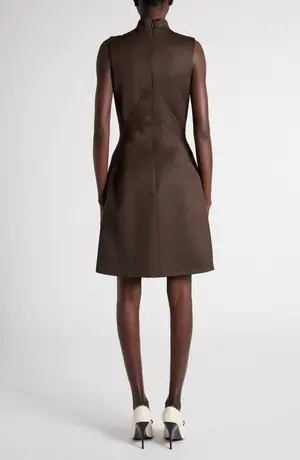 Alexander McQueen Wool Sleeveless Mock Neck Minidress
