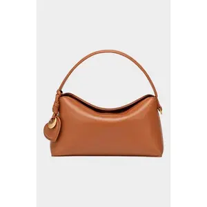 MI BOLSA LONDON Camilla Genuine Sheep Leather Top Handle Bag - Brown
