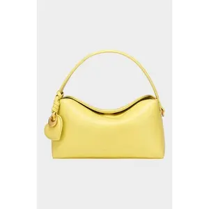 MI BOLSA LONDON Camilla Genuine Sheep Leather Top Handle Bag Yellow