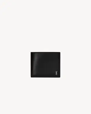 Saint Laurent Tiny Cassandre East/west Wallet With Coin Purse In Smooth Leather - Black
