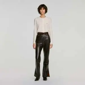 Sandro Cropped Check Stitch Cardigan