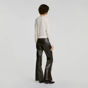 Sandro Cropped Check Stitch Cardigan