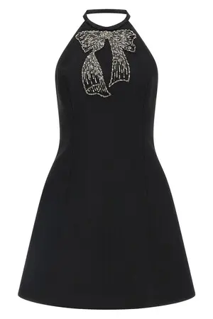Valentino Garavani Crepe Couture Mini Dress With Embroidered Bow
