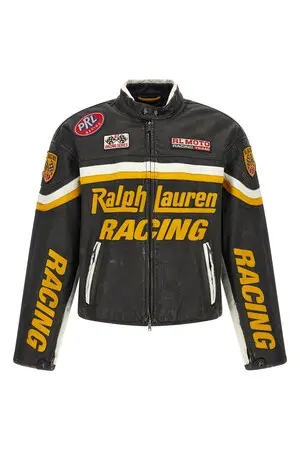Polo Ralph Lauren Leather Biker Jacket With Patch
