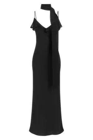 ROTATE BY BIRGER CHRISTENSEN Slip Dress With Integrated Scarf - Black