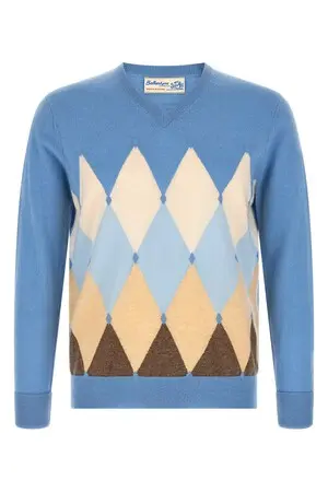 BALLANTYNE Classic Diamond' Intarsia Sweater - Light Blue