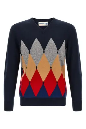 BALLANTYNE Classic Diamond' Intarsia Sweater - Blue