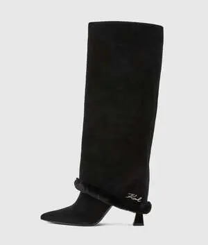 Karl Lagerfeld High Fold-down Boots With Shearling Trim