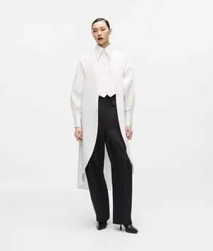 Karl Lagerfeld Kl Studio Satin Barrel-leg Pants - Black