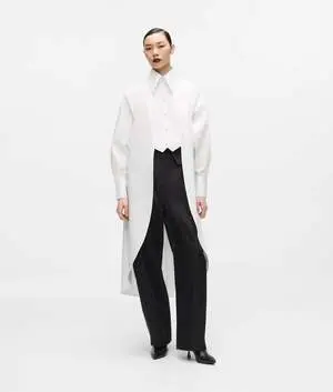 Karl Lagerfeld Kl Studio Satin Barrel-leg Pants - Black