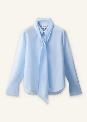 ME+EM Silk Cotton Cloud Layering Shirt With Tie Detail