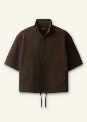 ME+EM Relaxed Zip Through Top - Black/chocolate