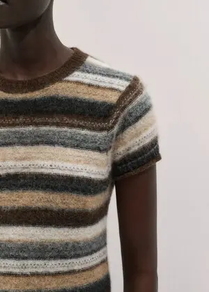 ME+EM Striped Alpaca Baby Tee - Neutral Multi