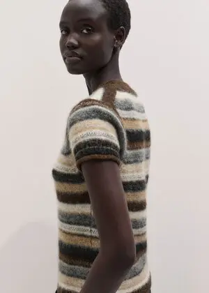 ME+EM Striped Alpaca Baby Tee - Neutral Multi
