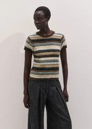 ME+EM Striped Alpaca Baby Tee - Neutral Multi